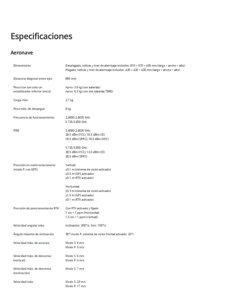 Ficha Tecnica Dron Aeronave | PDF | Cargador de batería | Hdmi