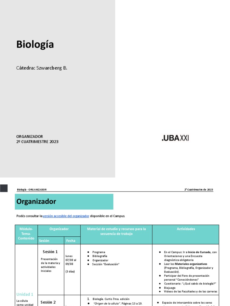 Bio Organizador Tabla 2C 2023 | PDF