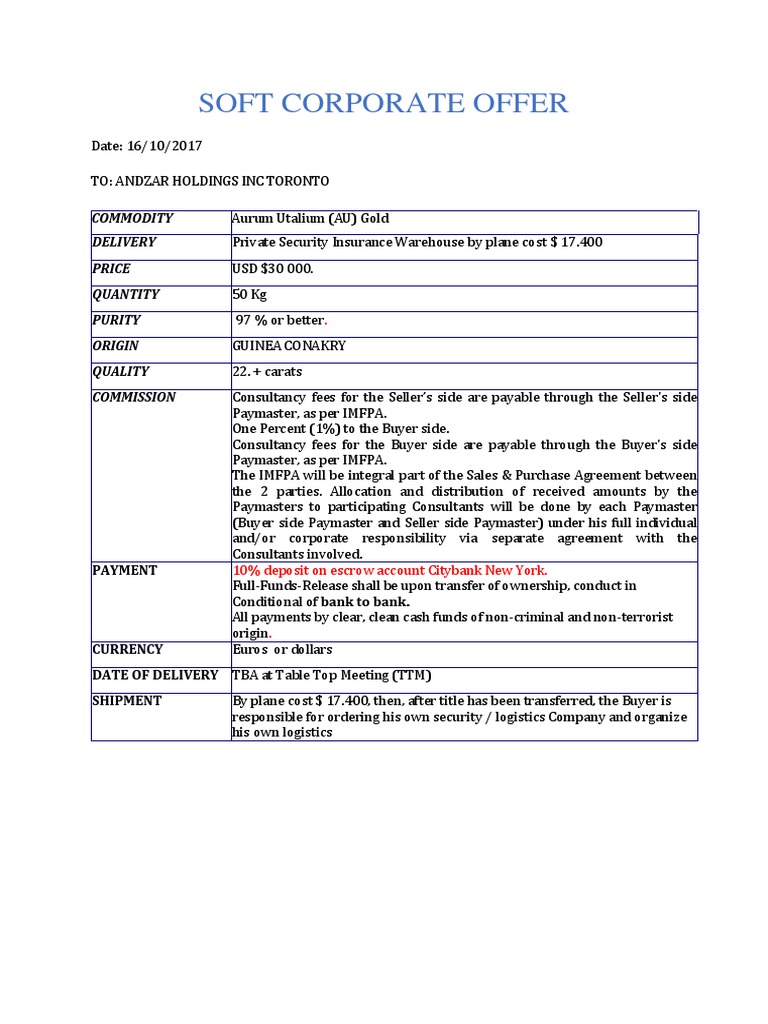 Soft Corporate Offer Andzar | PDF