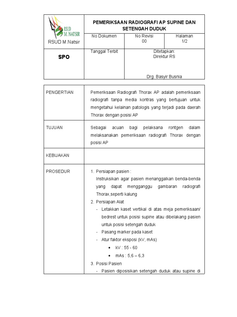 SPO Thorax AP Supine Dan Setengah Duduk | PDF