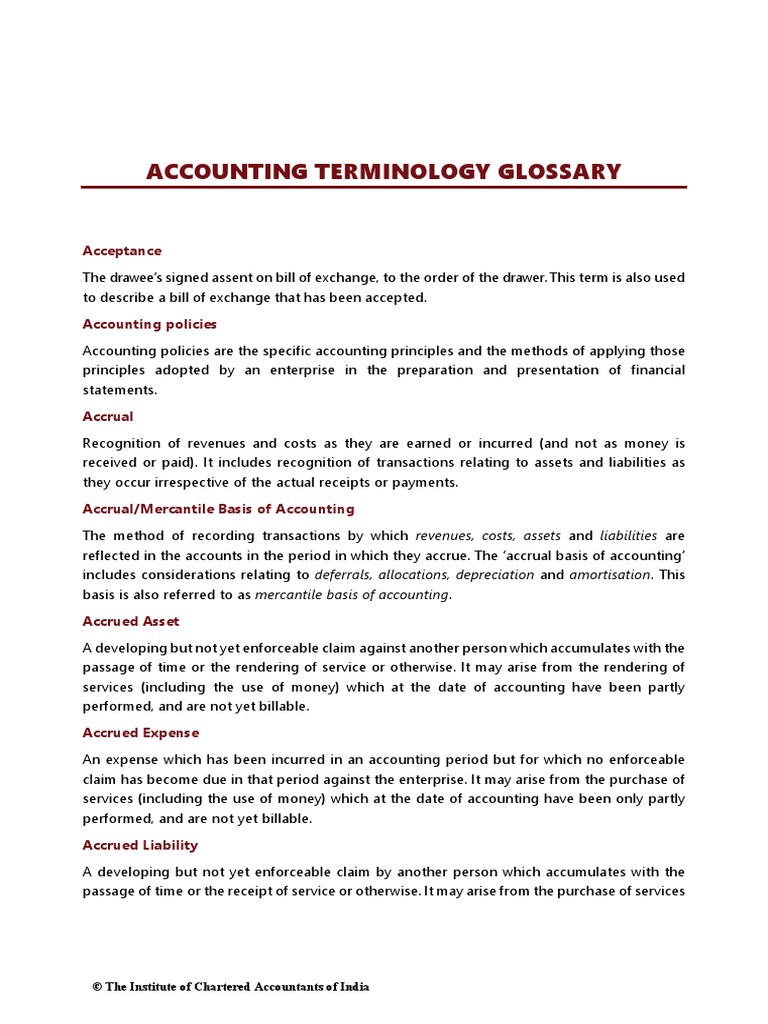 X Accounting Terminology Glossary | PDF