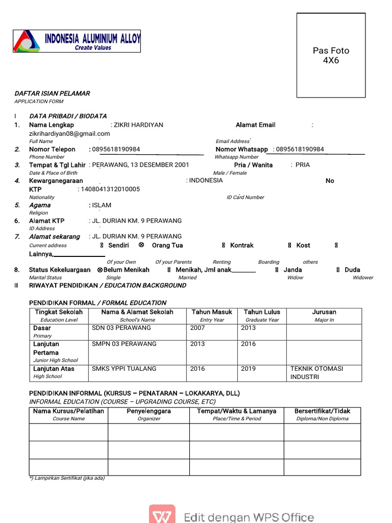 App Form IAA 1 | PDF