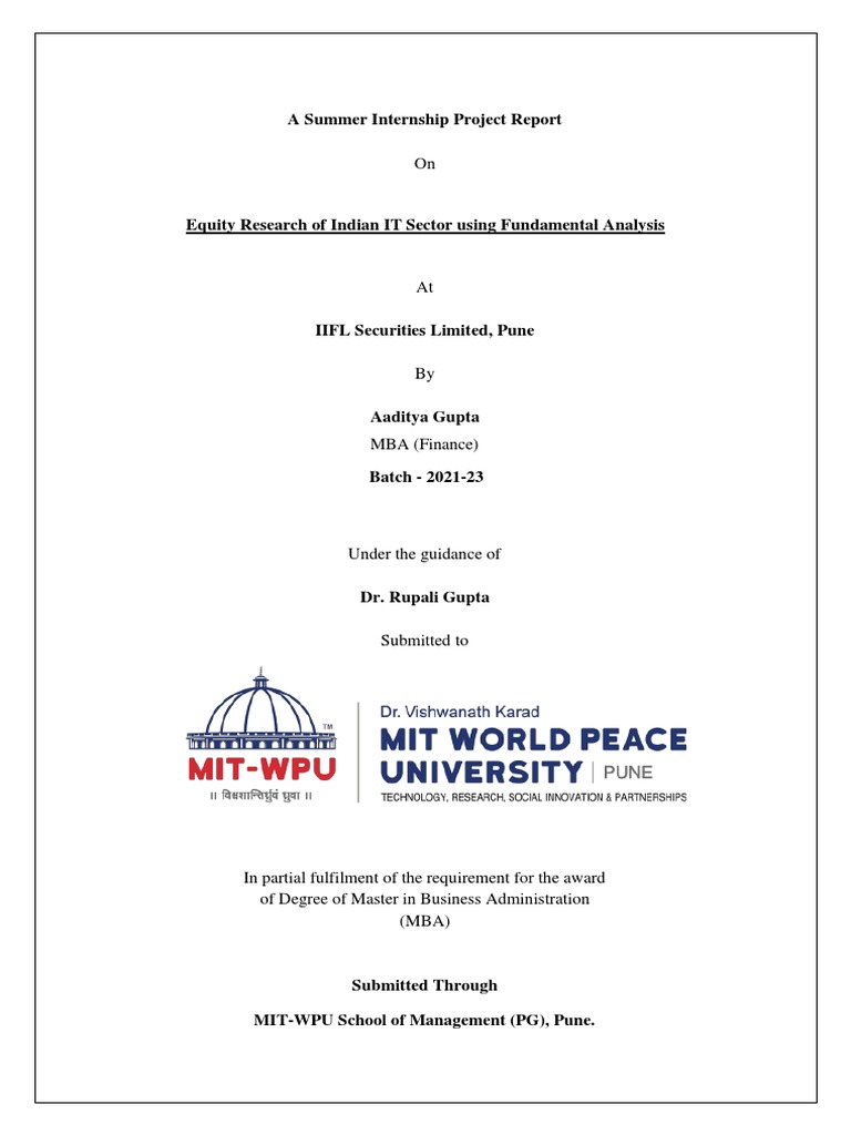 Aaditya Gupta Final Sip Report | PDF