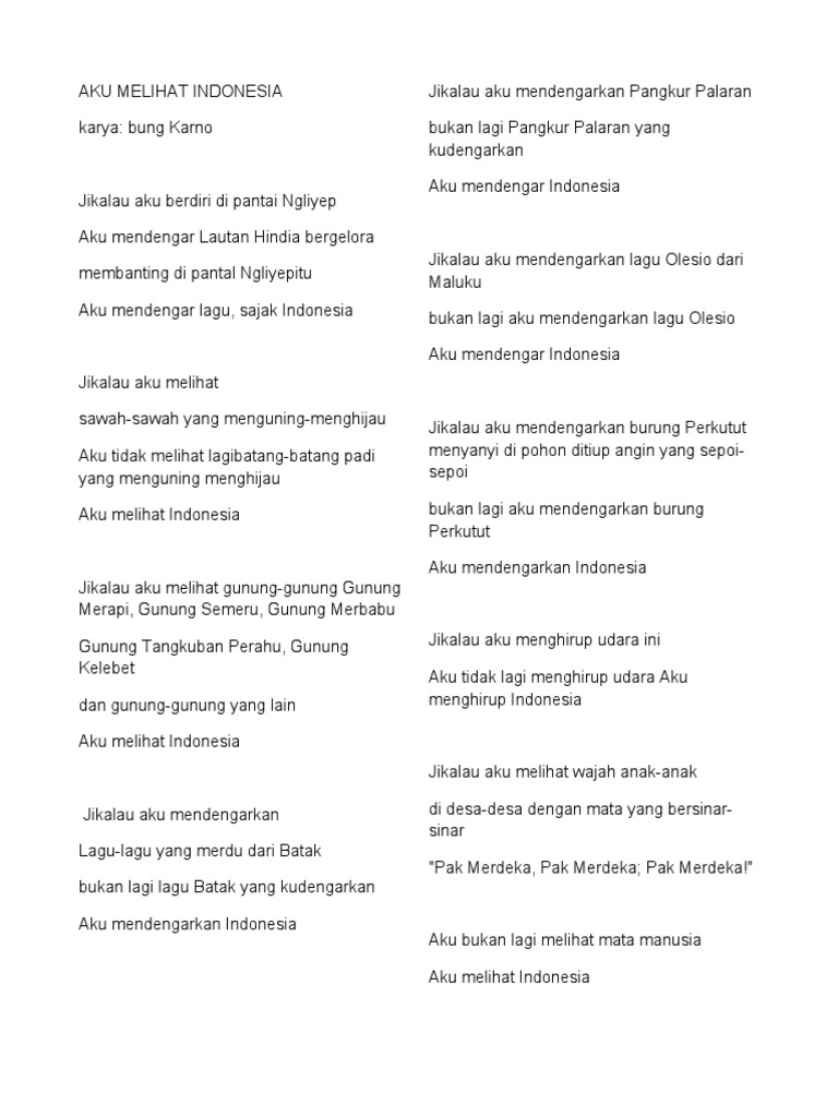 Puisi Aku Melihat Indonesia | PDF