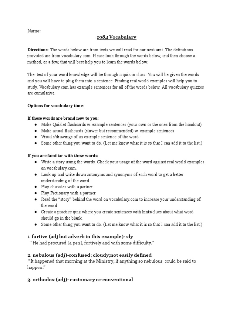 1984 Vocabulary | PDF