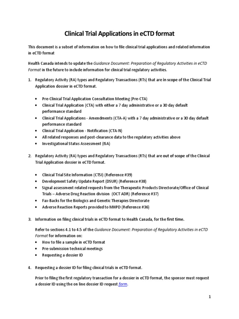 Clinical Trial Applications in eCTD Format - Eng - March 2020 | PDF ...
