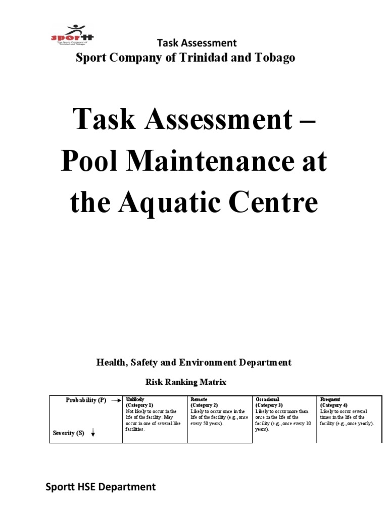 TA - Pool Maintenance at The Aquatic Centre | PDF | Personal Protective ...