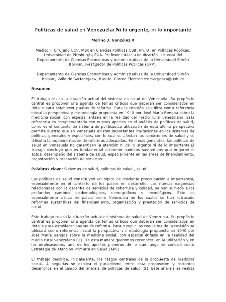 Políticas De Salud En Venezuela Pdf Venezuela Muerte Materna 6028