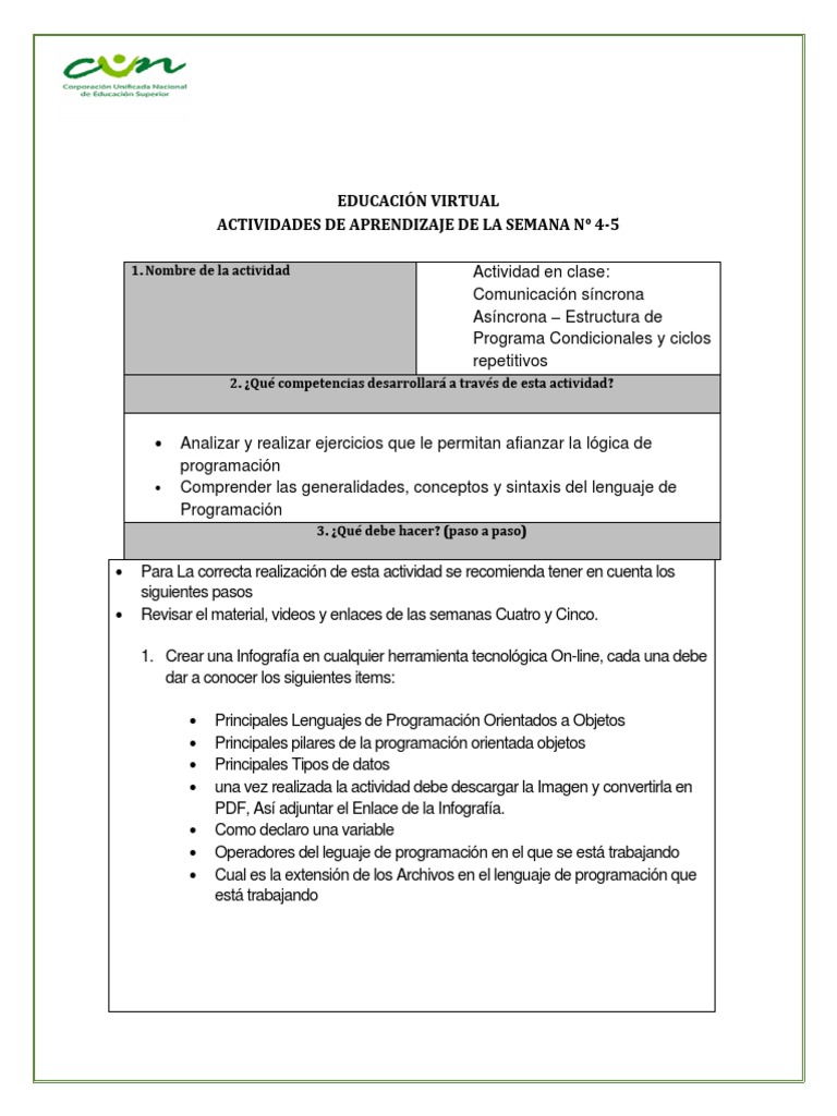Actividad - Semana - Cuatro - Programacion Orientada A Objetos 1 | Descargar gratis PDF ...