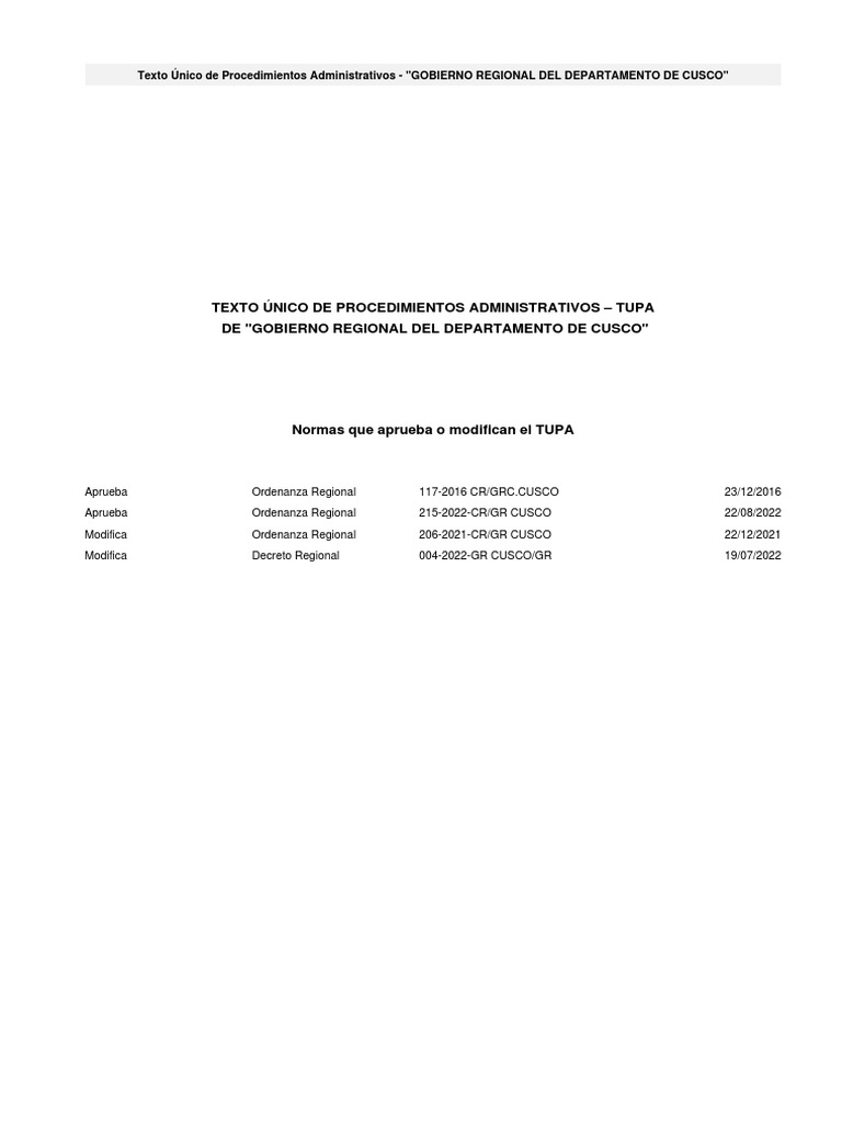 Formato Tupa Gore Cusco | PDF | Minería | Fauna