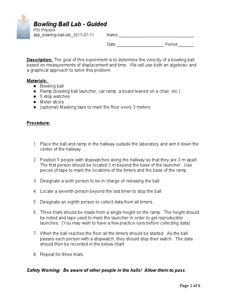 Trig Phys Bowling Ball Lab 2020-06-24 | PDF