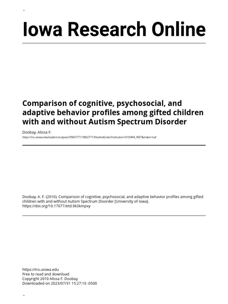 Comparison of Cognitive Psychosocial and Adaptive Behavior Prof | PDF ... Comparison of Cognitive Psychosocial and Adaptive Behavior Prof | PDF ...