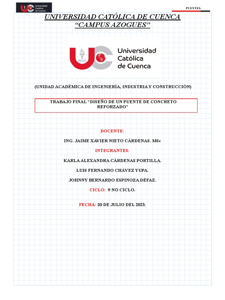 Diseño De Puente De Concreto Reforzado Pdf