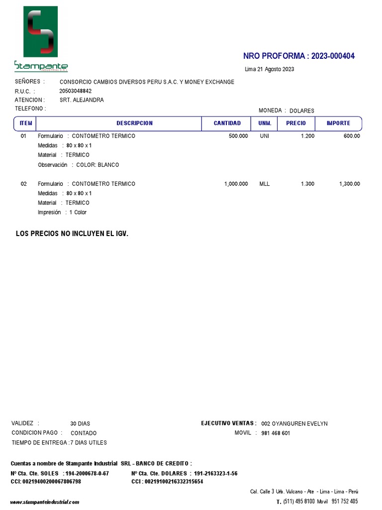 Proforma Nro. 2022-000403 Consorcio (Contometro) | PDF
