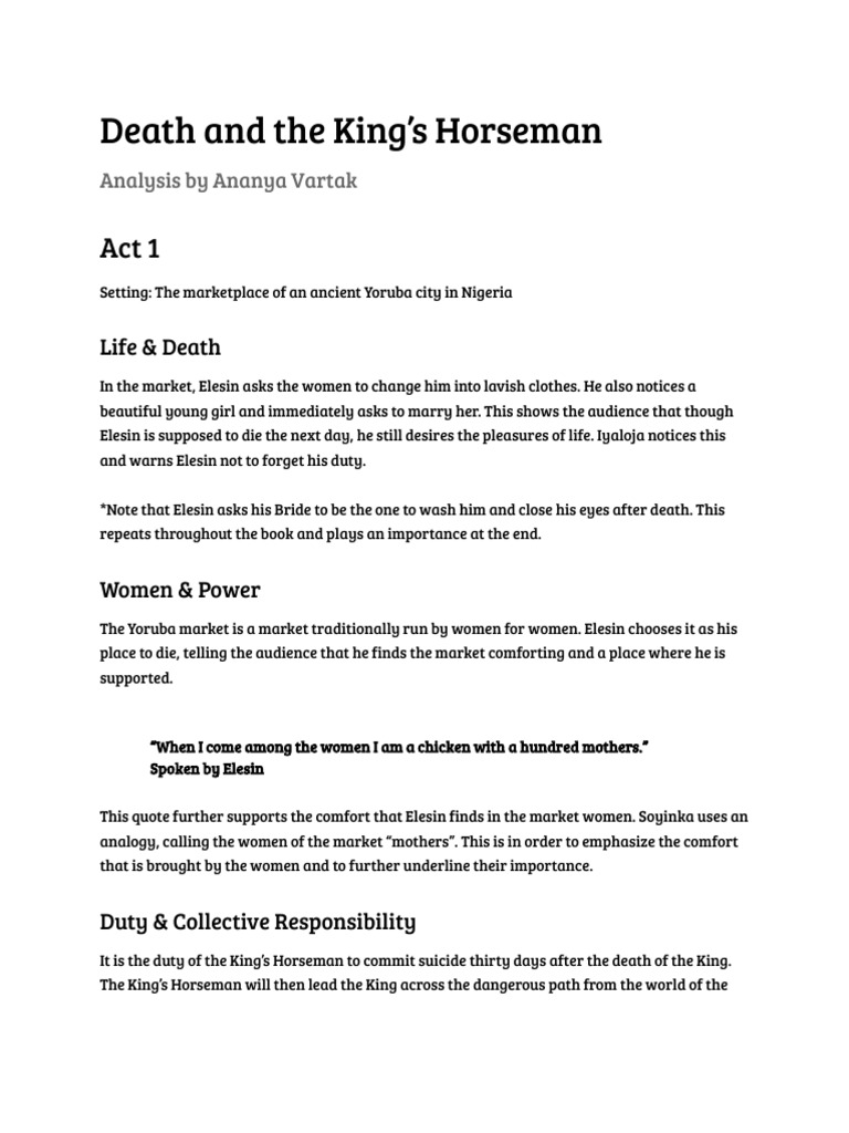 Death and The Kings Horseman | PDF