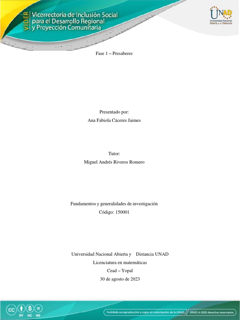 Fase 1 - Pre-Saberes - Ana Caceres | PDF