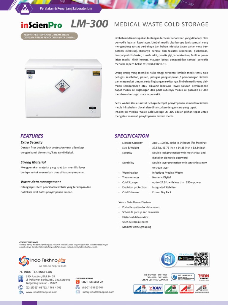 Brosur Medical Waste Cold Storage LM-300 | PDF