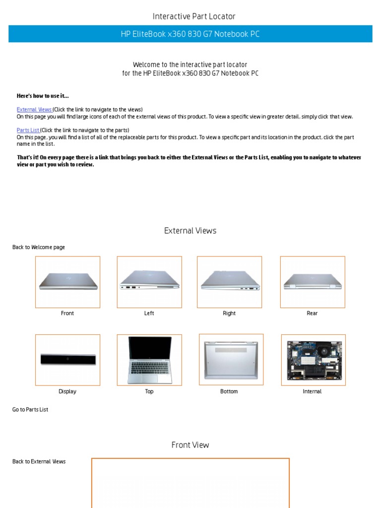 HP EliteBook x360 830 G7 Notebook PC Parts Locator | PDF | Smart Card ...