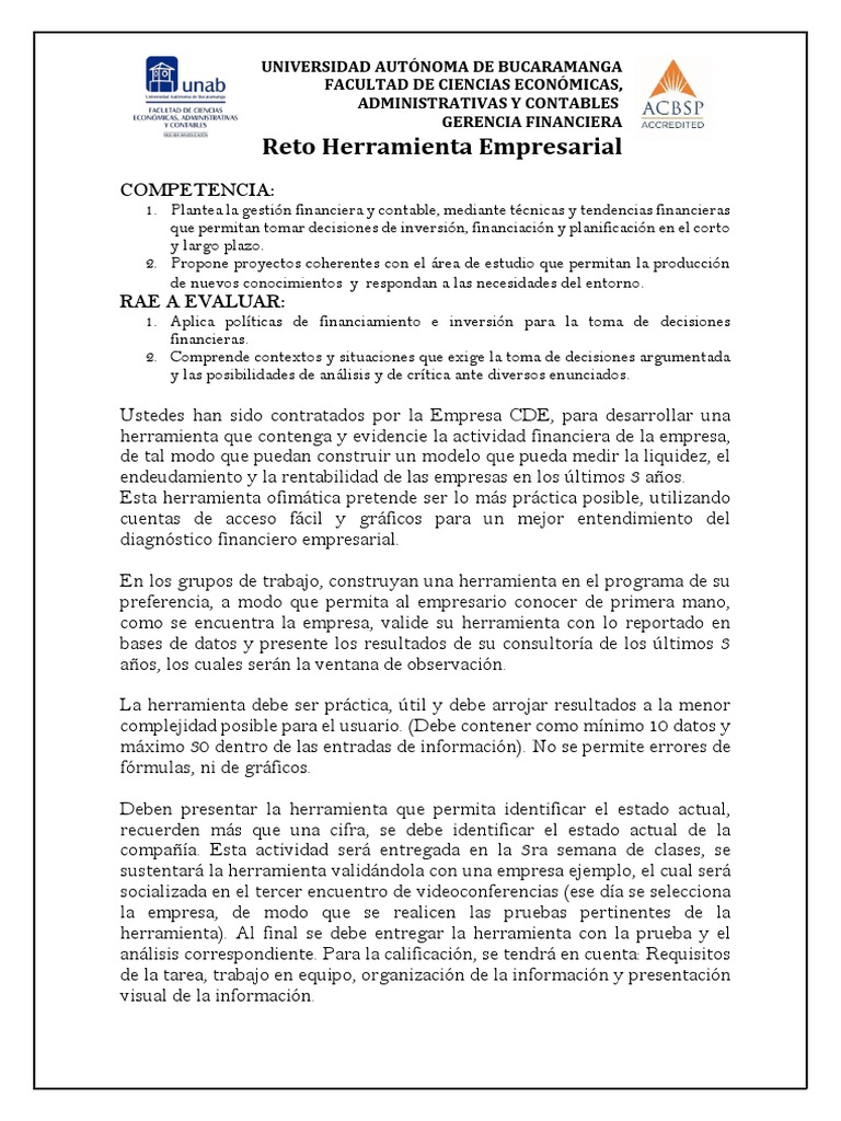 Reto Herramienta Gerencia Financiera | PDF