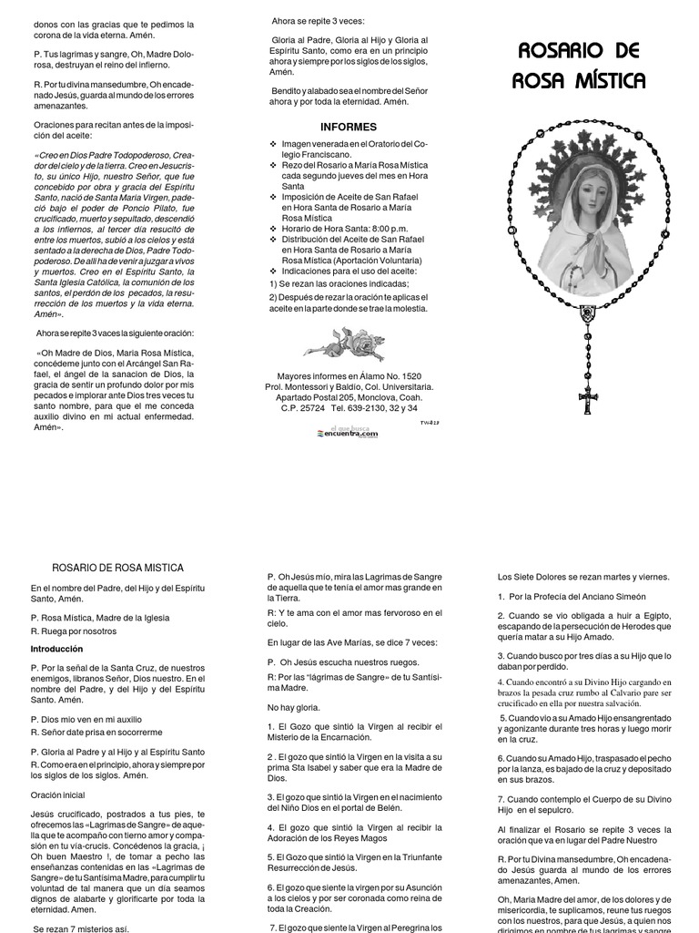 Rosario Rosa Mistica | PDF | María, madre de Jesús | Rosario