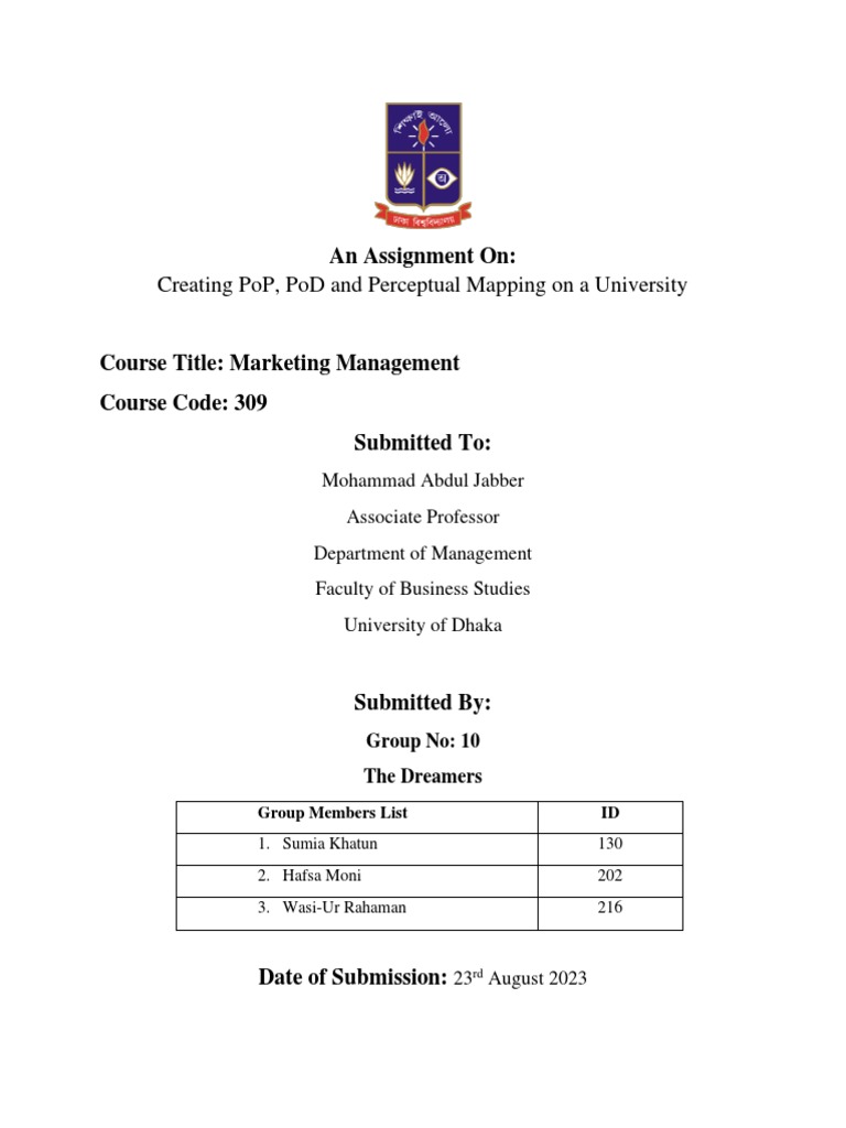 An-Assignment-On PoP, PoD and Perceptual Mapping On A University | PDF ...