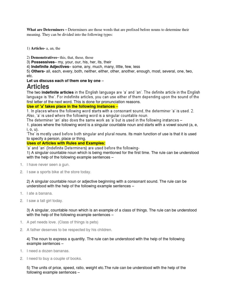 English 9 Determiners PDF Cbse | PDF | Grammatical Number | Noun