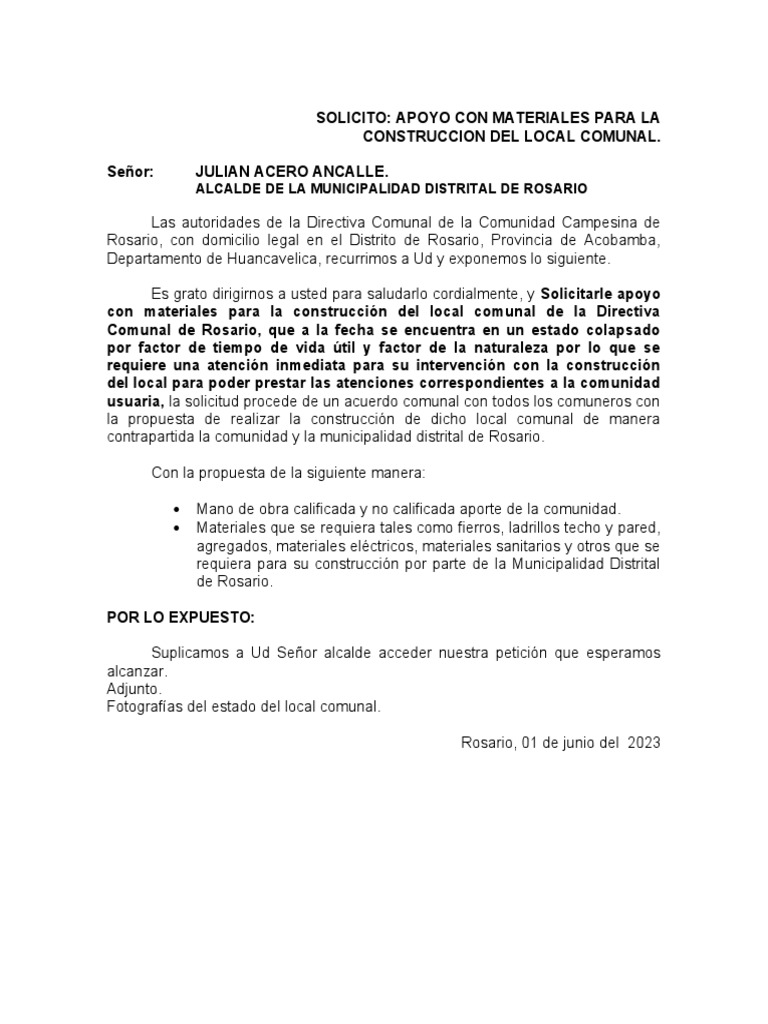 Solicitud Local Comunal | PDF