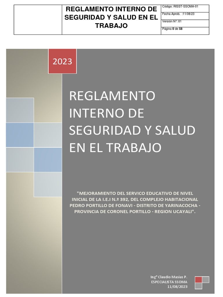 RISST-SSOMA-01 - Reglamento Interno de Seguridad y Salud en El Trabajo | PDF | Seguridad y salud ...