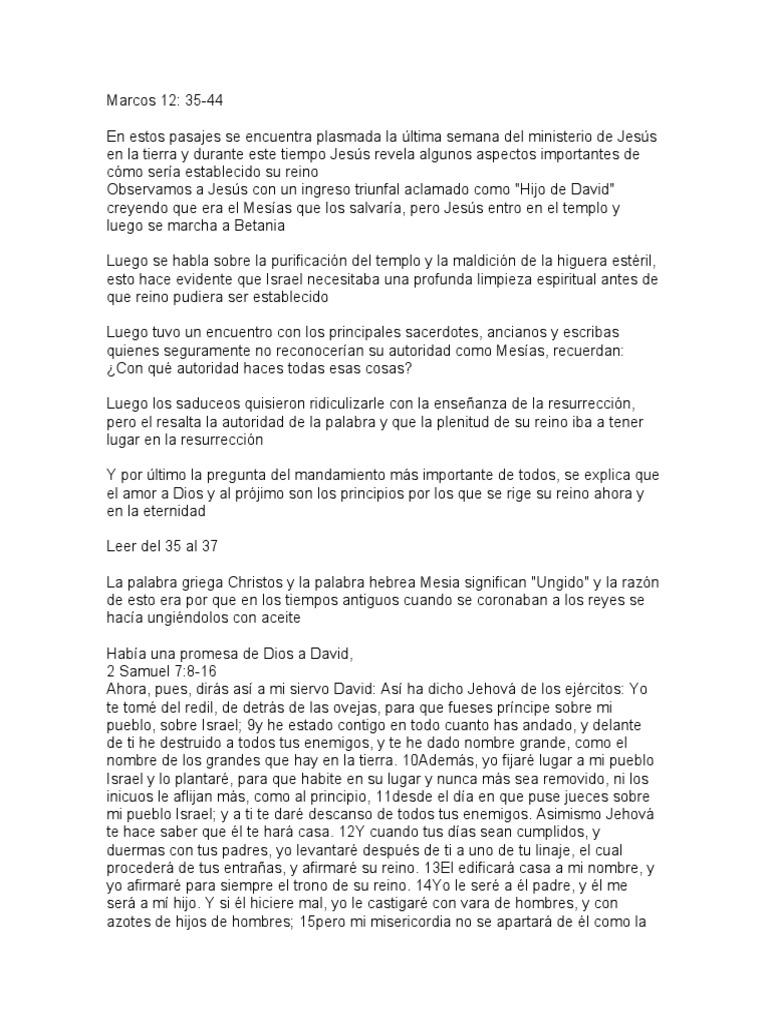 Marcos 12 DEL 35 AL 44 | PDF