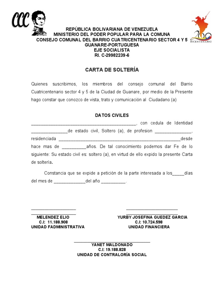 7-Carta de Solteria | PDF