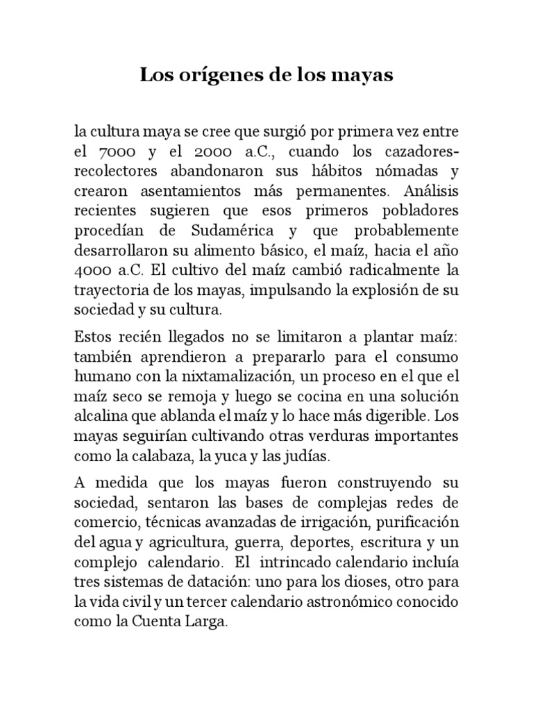 Los Orígenes de Los Mayas | PDF