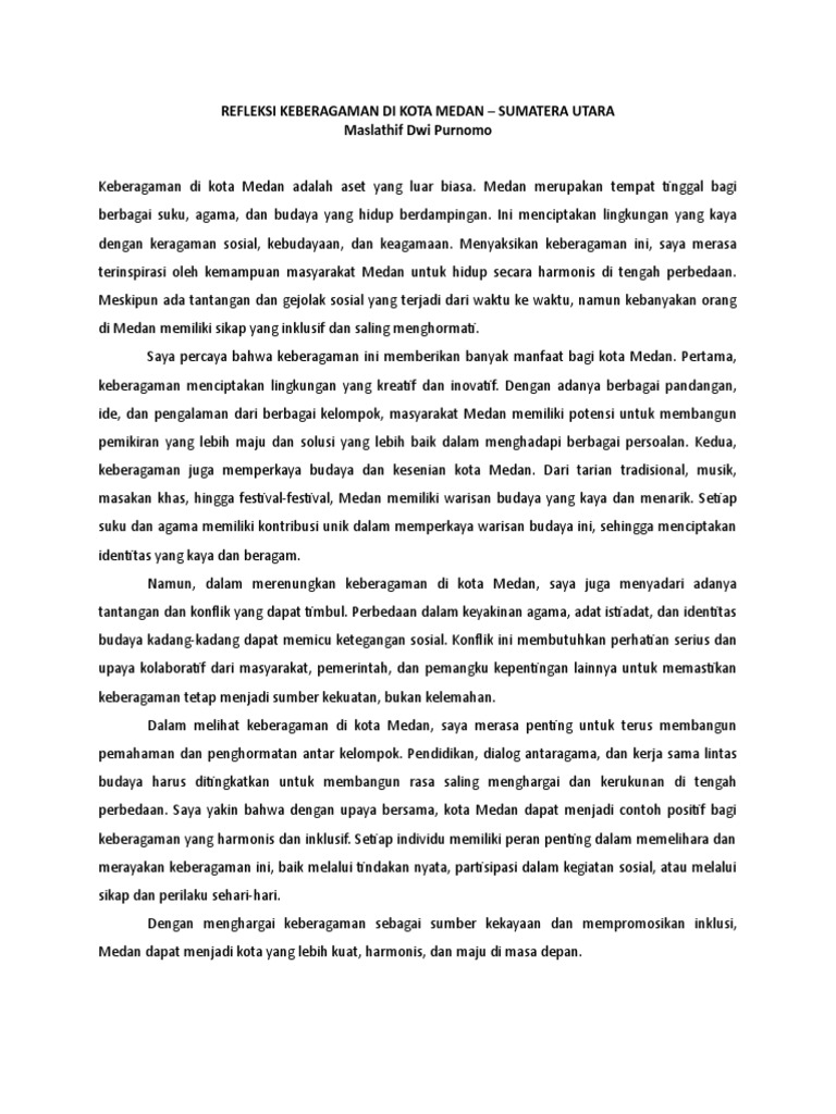 Refleksi Keberagaman Di Kota Medan | PDF