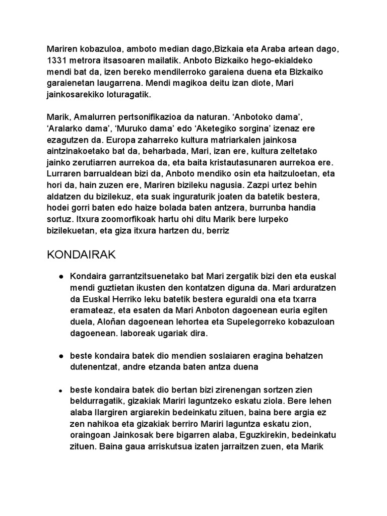Mariren Kobazuloa Ahozko 2 | PDF