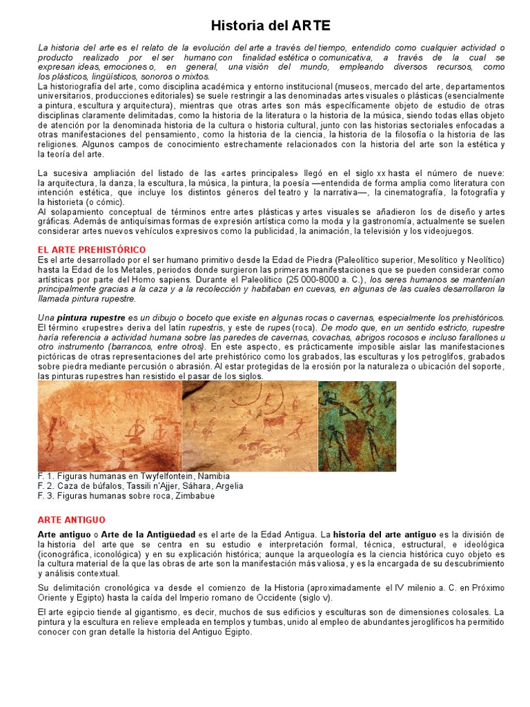 Historia Del ARTE | PDF | Arte roquero | Miguel Ángel