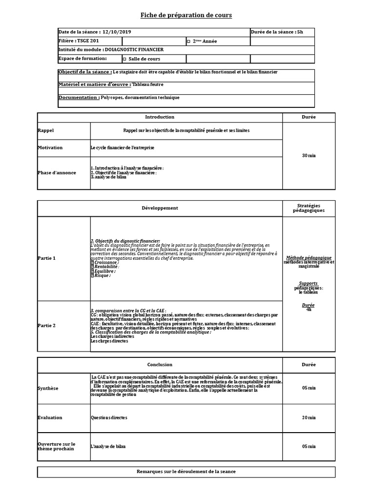 Préparation Cours Comptabilité et Analyse Financière | PDF ...