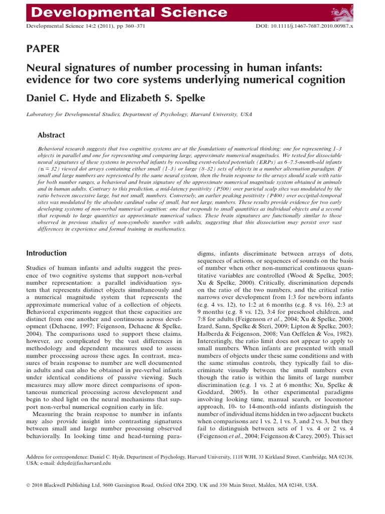 4. Hyde Spelke 2 Systs Infants ERP 2011 | PDF | Event Related Potential ...