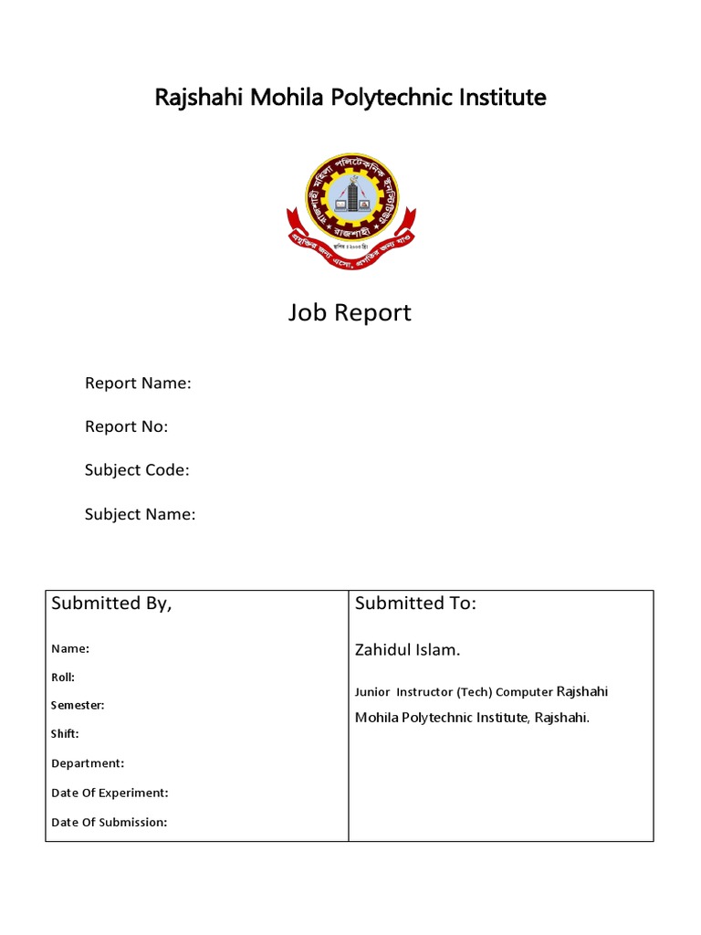 Rajshahi Mohila Polytechnic Institute Asinment From | PDF