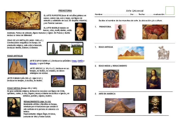 Ficha Historia Arte 3ro | PDF