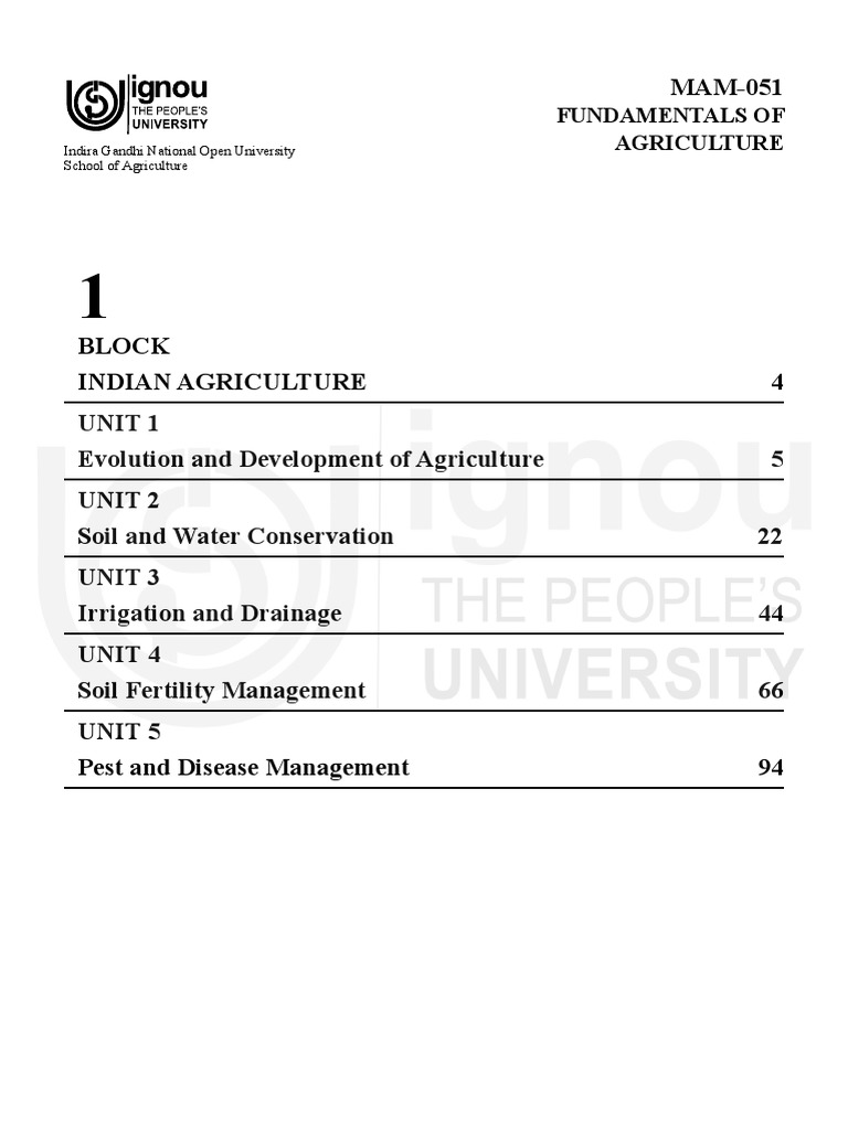 MAM 051 Block-1 | PDF | Agriculture | Crop Rotation