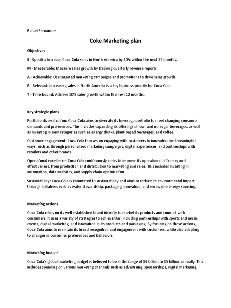 Coke Marketing Plan | PDF | The Coca Cola Company | Marketing