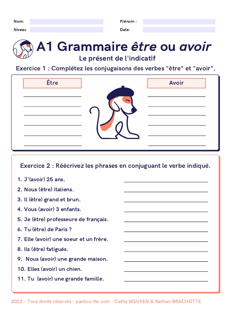 Exercices A1 : Être et Avoir | PDF