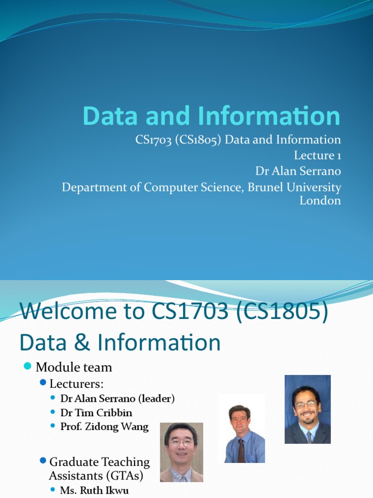 Lec1 - Data and Information | PDF | Information | Data