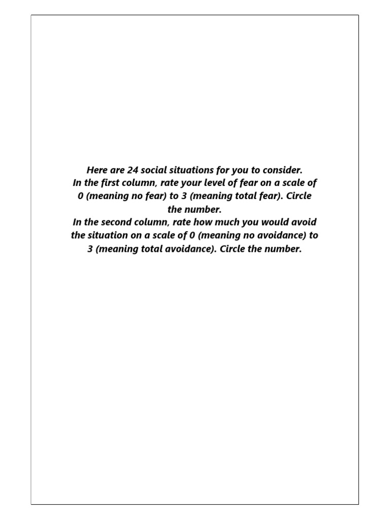 The Liebowitz Social Anxiety Scale (LSAS) PDF | PDF | Abnormal ...