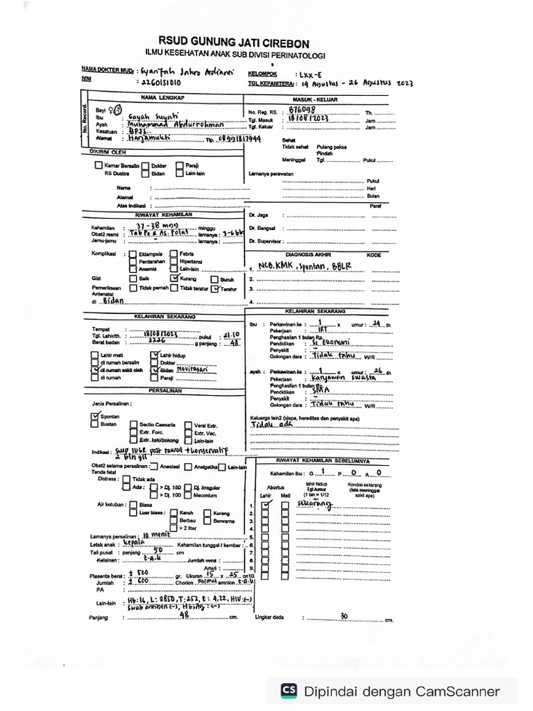 NCB, KMK, Spontan, BBLR | PDF