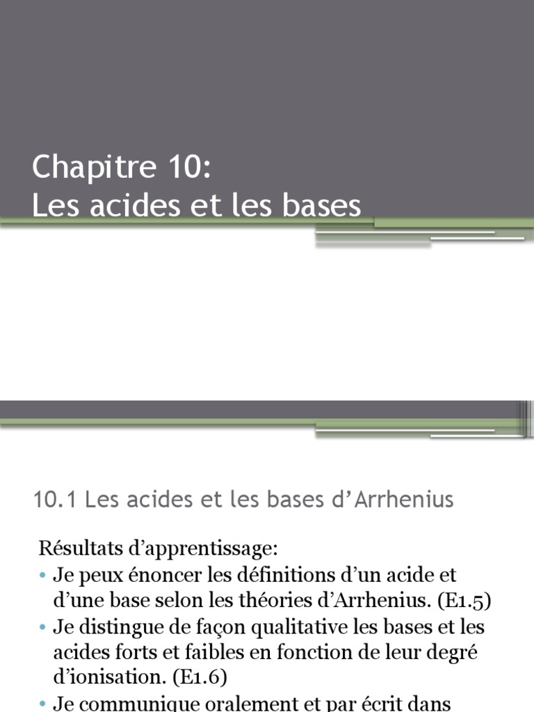 Les Acides Et Les Bases D'arrhenius Finale | PDF