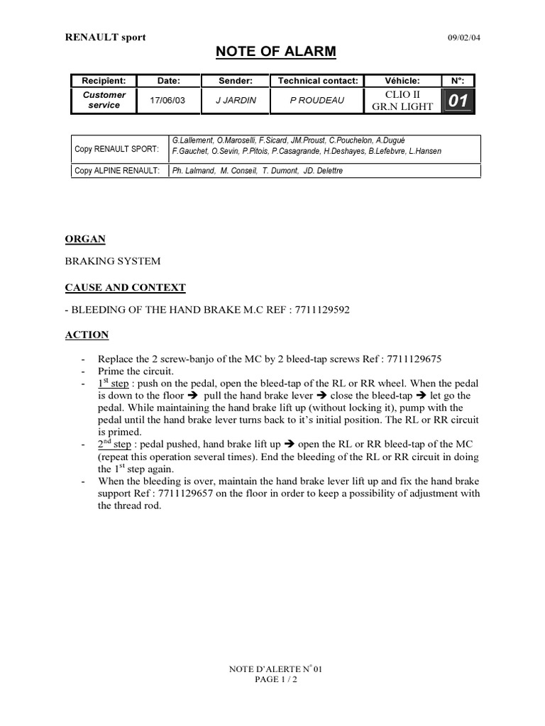 Note Alerte 01 | PDF