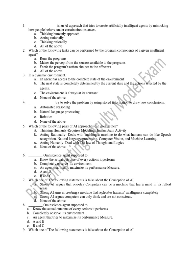 AI Sample Queastions | PDF