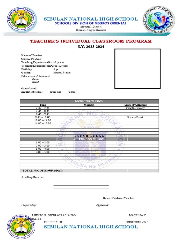 Teachers Classroom Program | PDF | Teachers | Educational Stages
