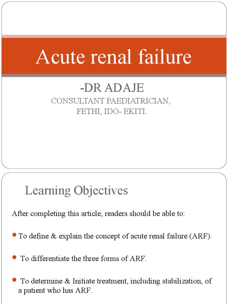Acute Renal Failure in Pediatrics: Overview | PDF | Causes Of Death ...
