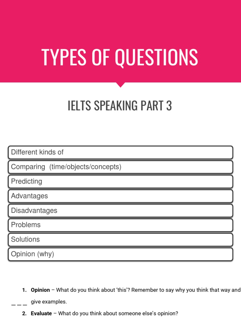 IELTS Speaking Part 3 Question Types | PDF | Thought | Violence